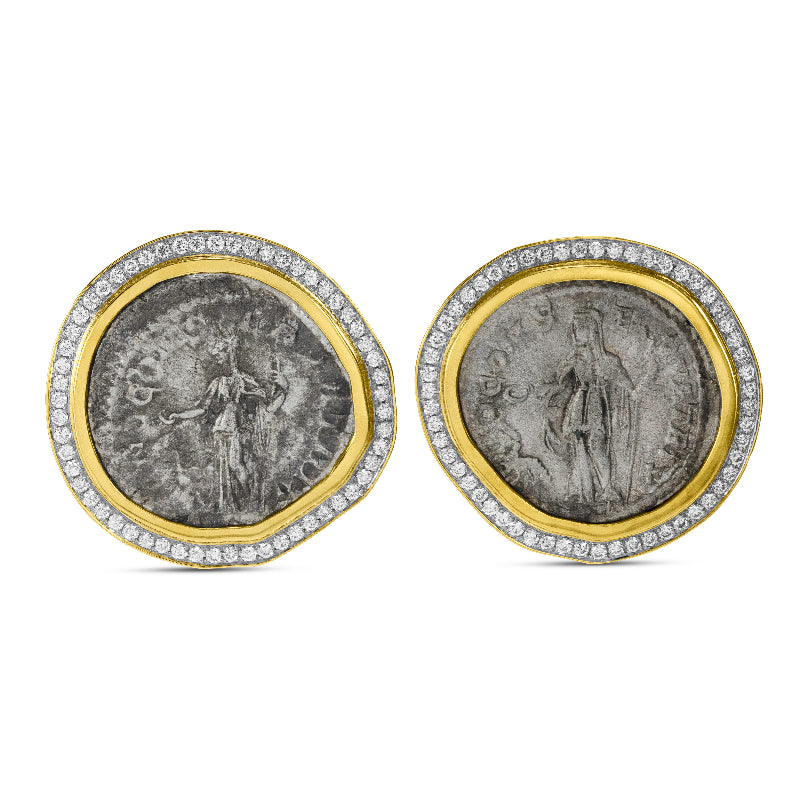 Women's Ancient, Authentic Juno Coin and Diamond Earrings – Jorge Adeler